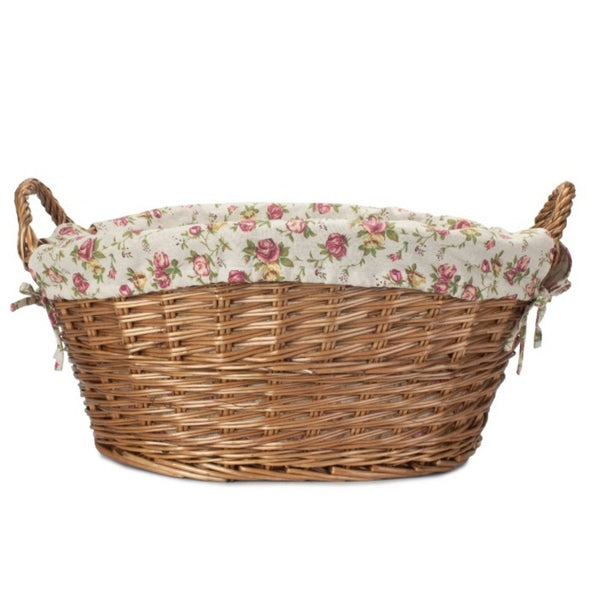 Light Steamed Lined Wicker Laundry Wash Basket | Red Hamper
