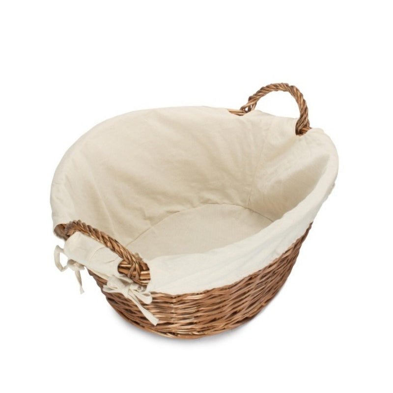 Light Steamed Lined Wicker Laundry Wash Basket | Red Hamper