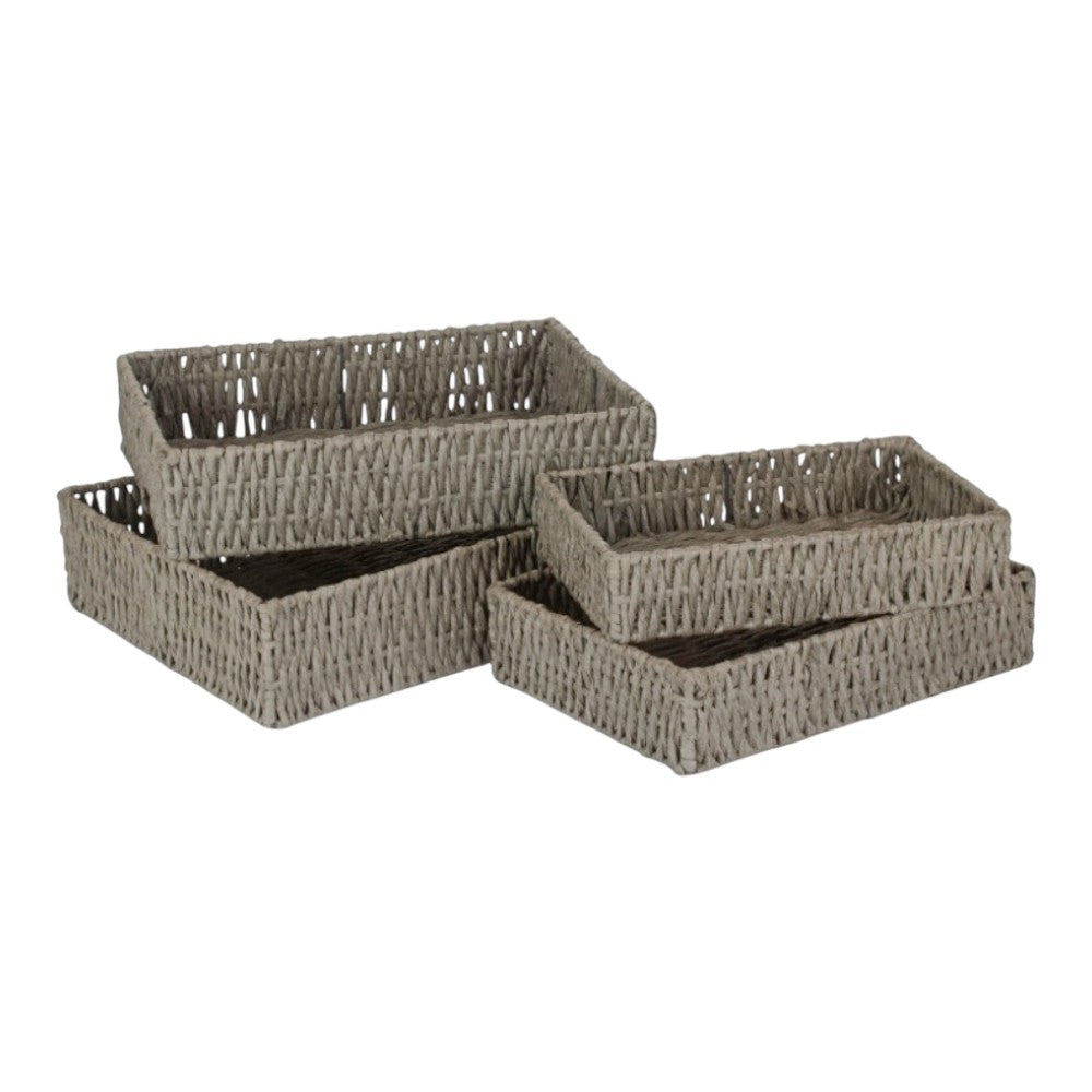 Rectangular Grey Straight Sided Paper Rope Trays | Red Hamper