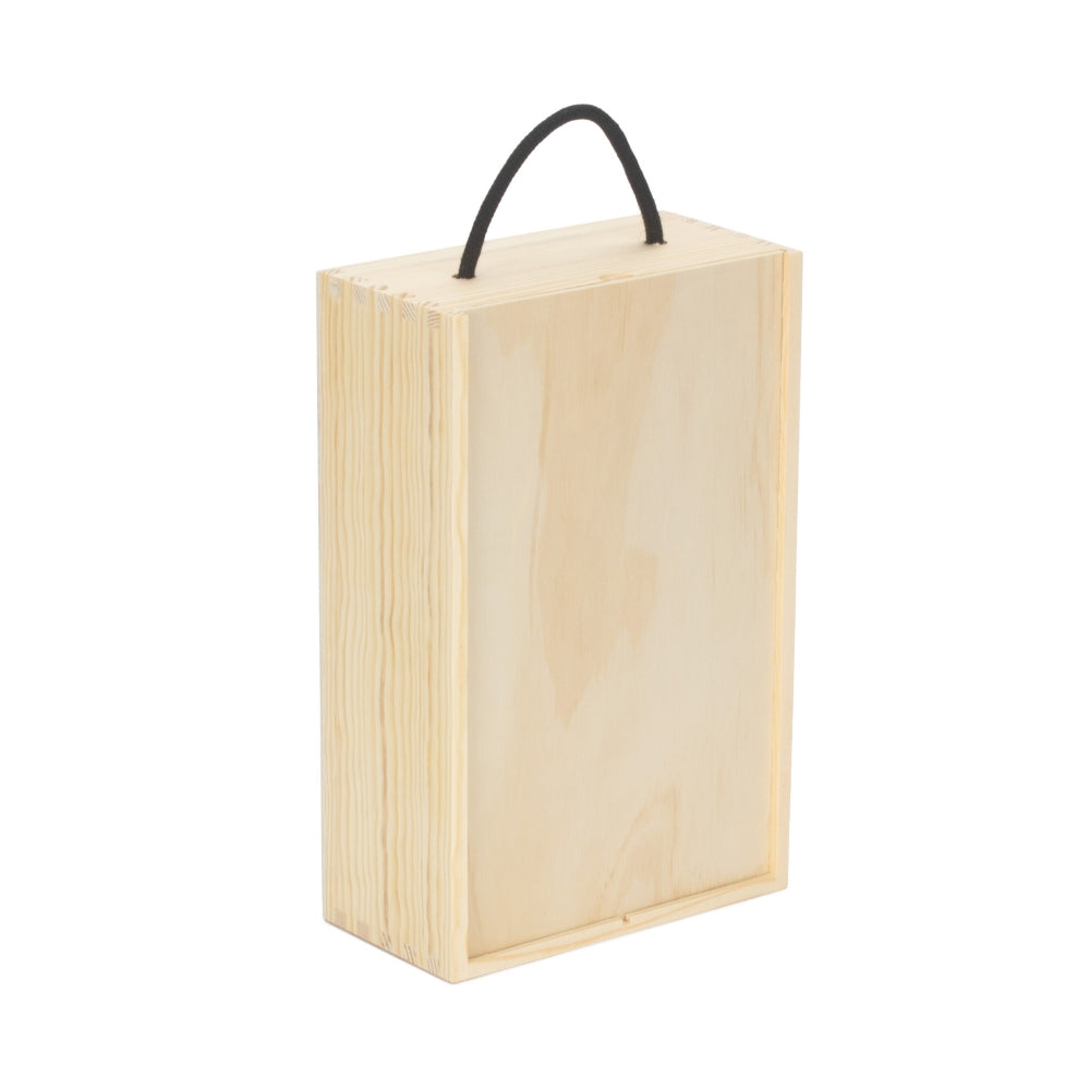 2 Beer Bottle Pinewood Carry Case with Solid Lid | Red Hamper