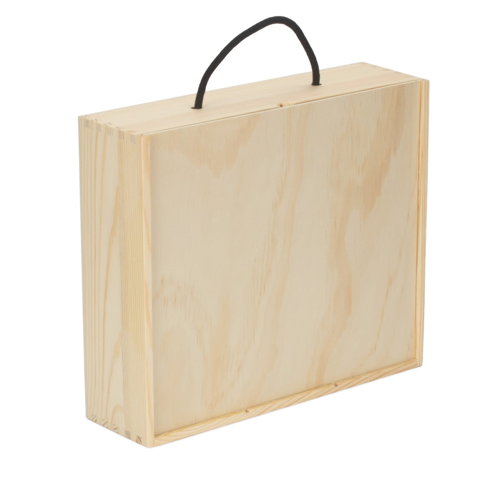 4 Beer Bottle Pinewood Carry Case with Solid Lid | Red Hamper
