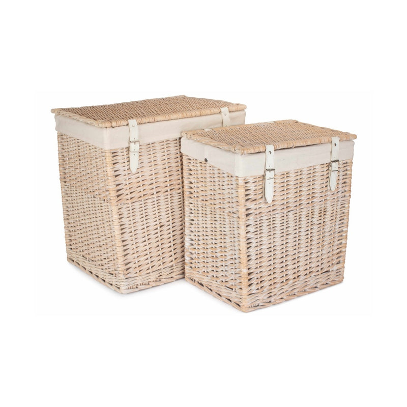 Boutique White Wash Storage Laundry Hamper With Lining | Red Hamper